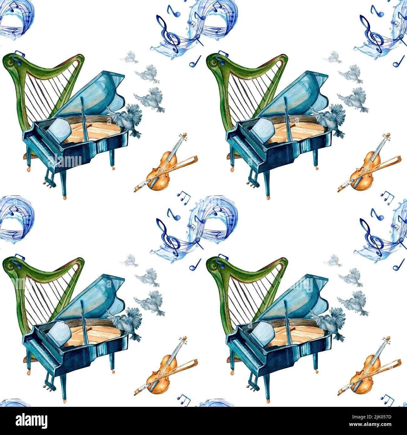 Music notes with birds hi-res stock photography and images - Alamy