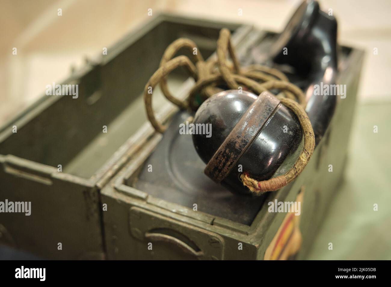 an old military phone in his briefcase Stock Photo - Alamy