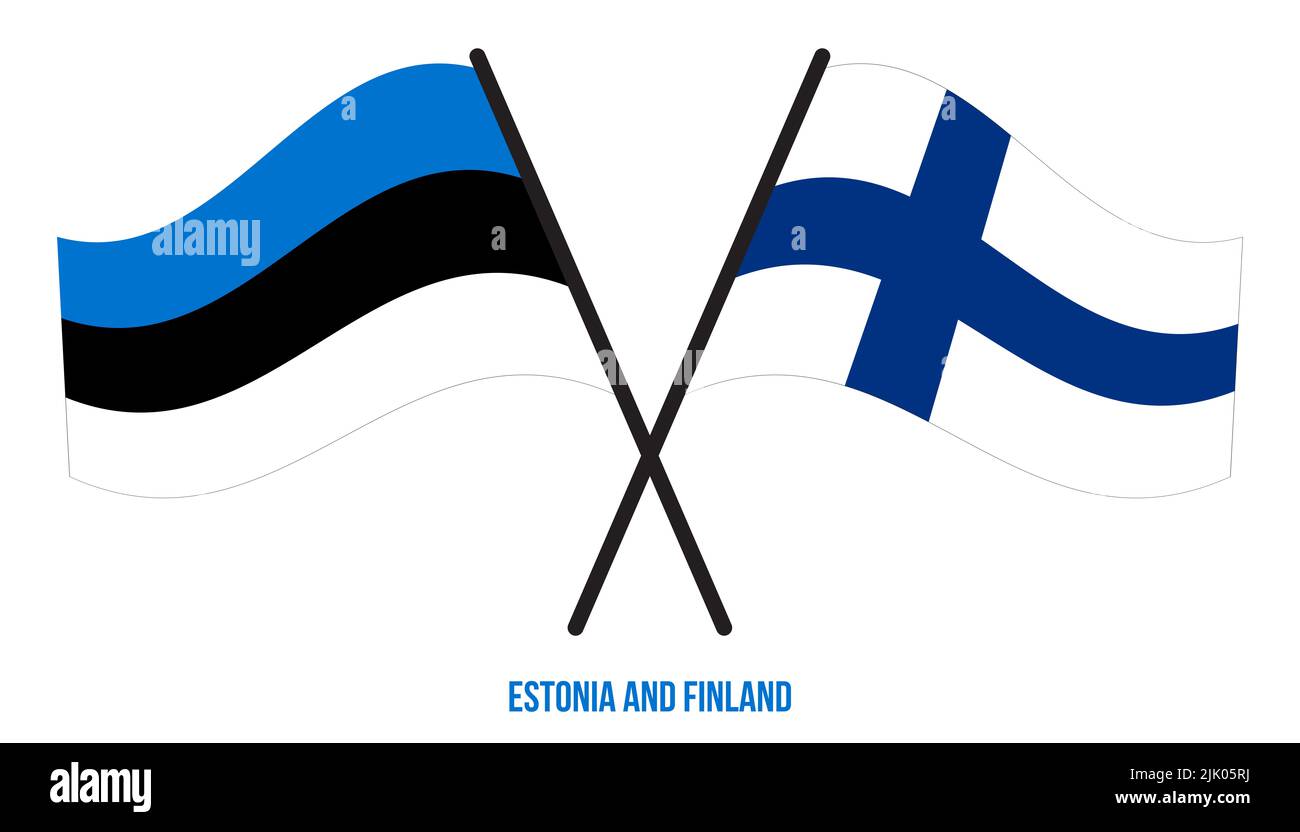 Estonia and Finland Flags Crossed And Waving Flat Style. Official Proportion. Correct Colors ...