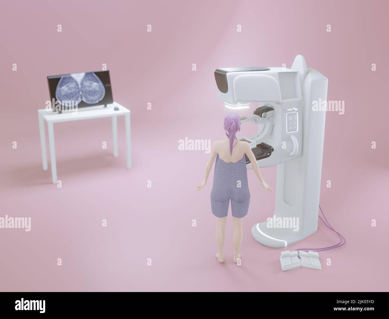 Mammography device for screening breast cancer 3D woman model .3D ...