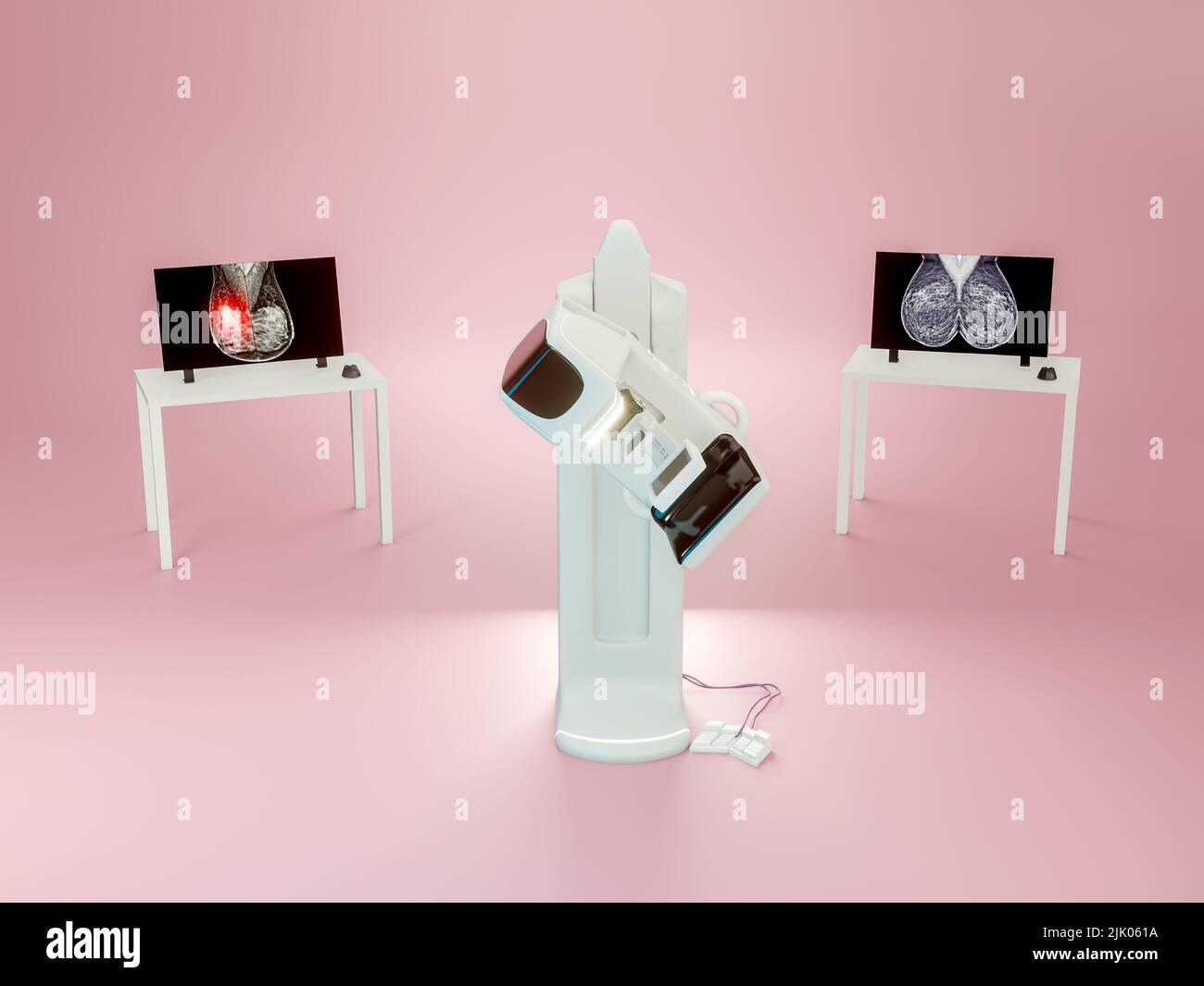 Mammography device for screening breast cancer in hospital on pink ...