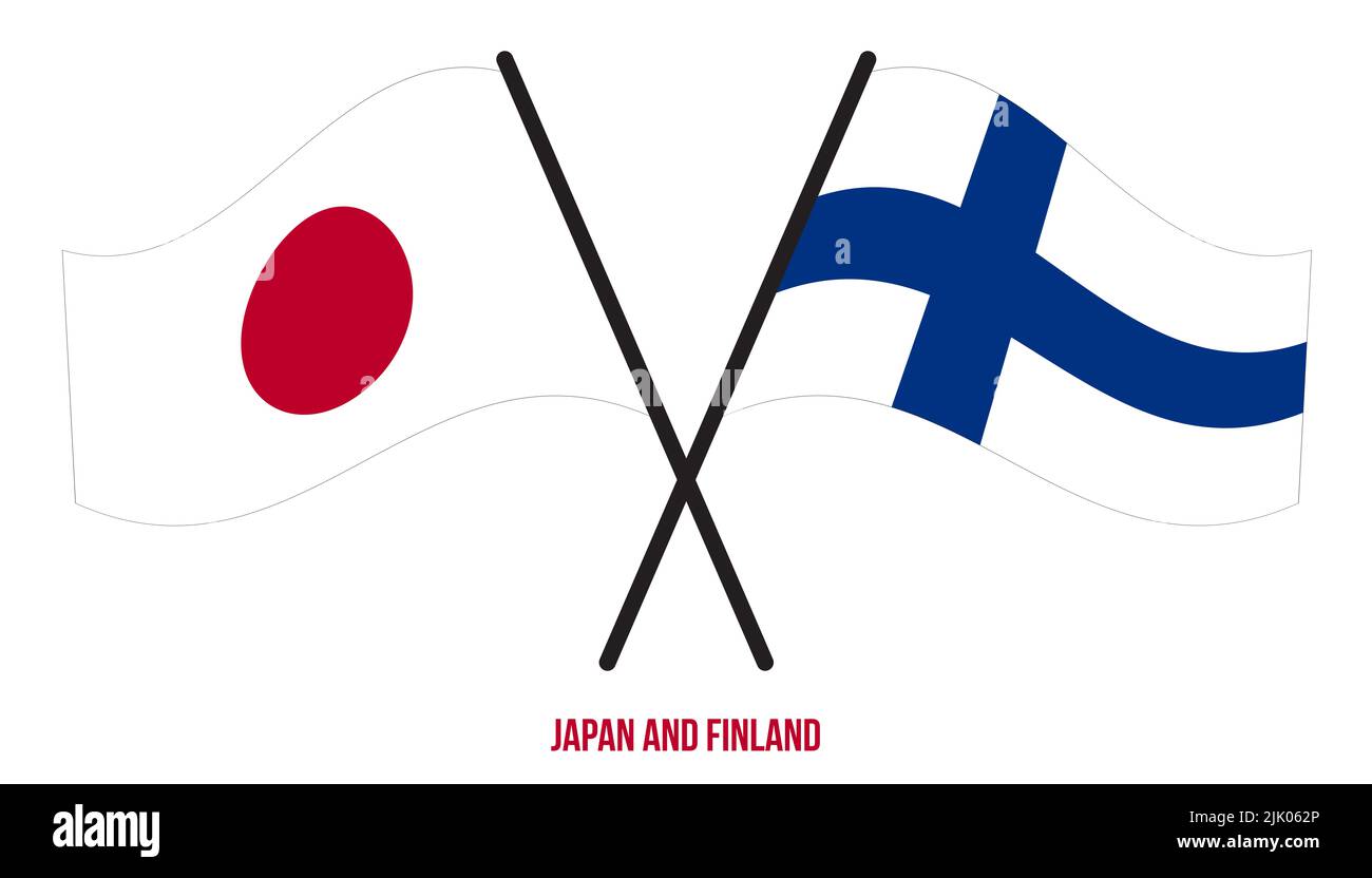 Japan and Finland Flags Crossed And Waving Flat Style. Official ...