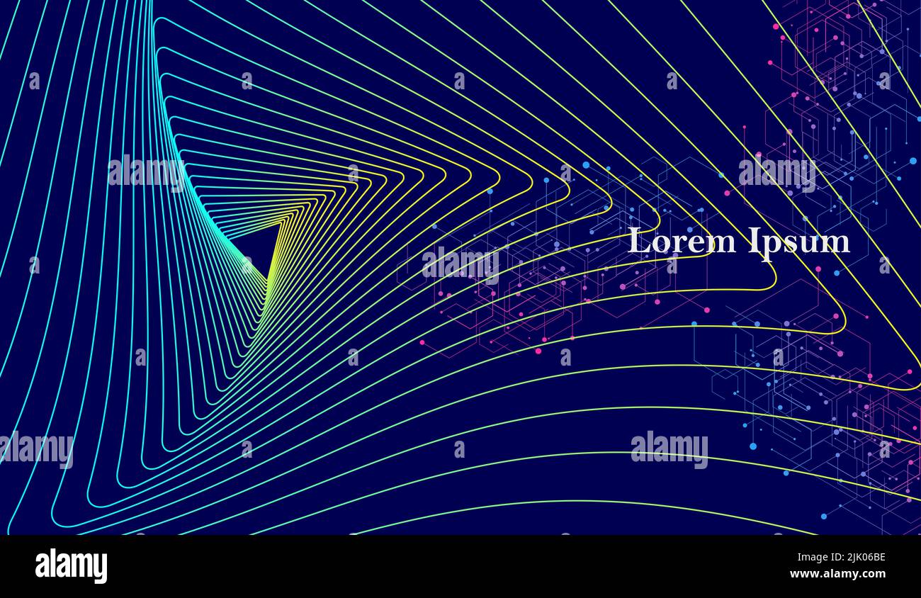 abstract blue yellow triangle, network concept, geometric pattern ...
