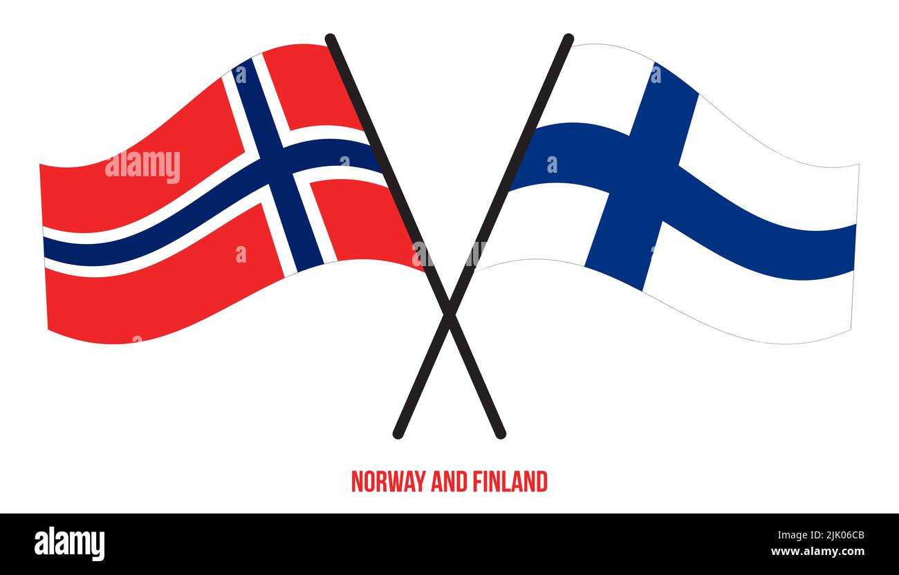Norway and Finland Flags Crossed And Waving Flat Style. Official ...