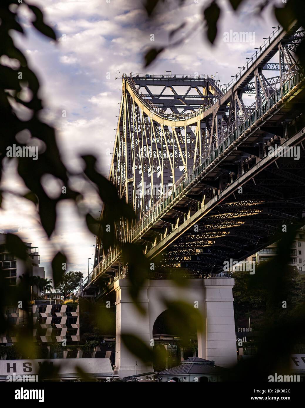 A railroad bridge behind tree branches in Brisbane Stock Photo - Alamy
