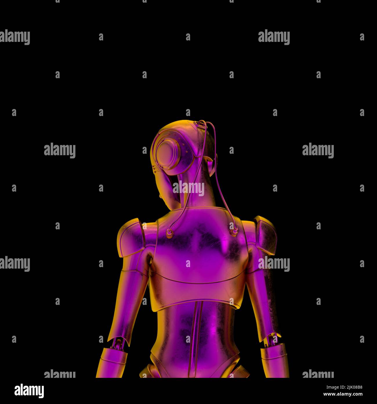 iridescent female cyborg metallic robot with psychedelic colors ...