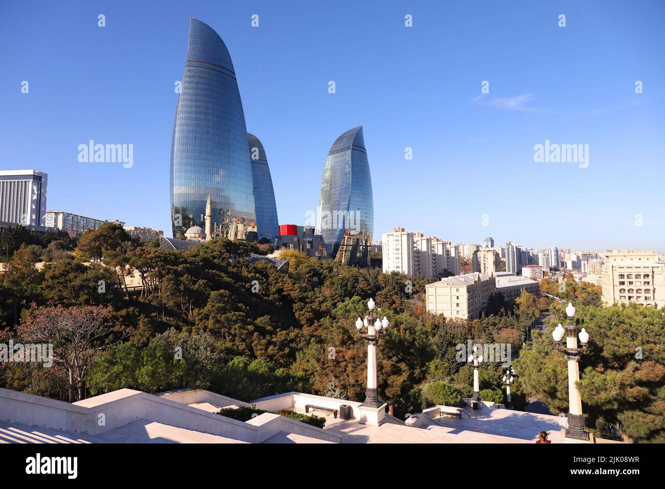 View from the observation deck of the Upland Park. Baku, Azerbaijan ...