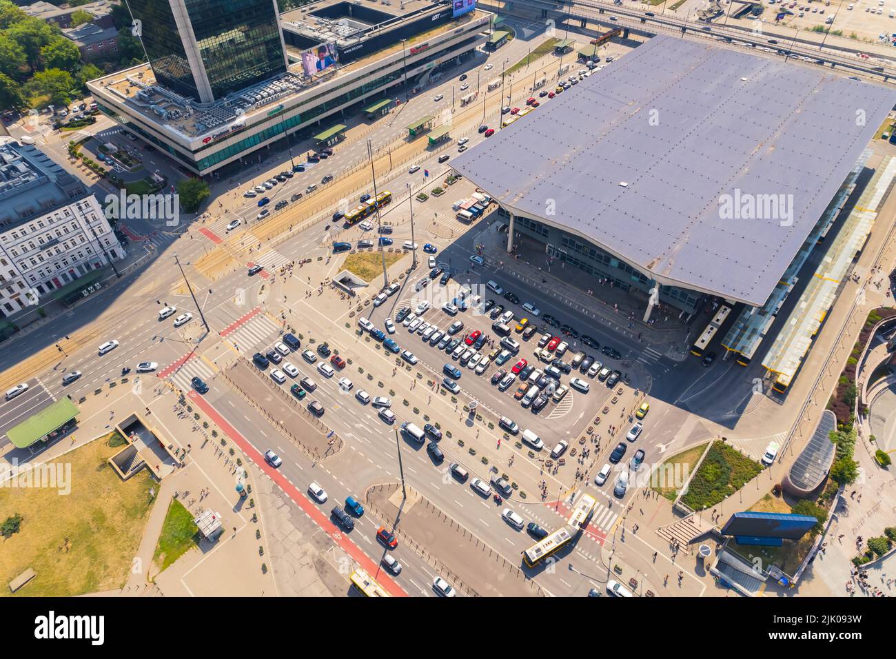 Transportation and train journey concept. Railway station, parking with ...