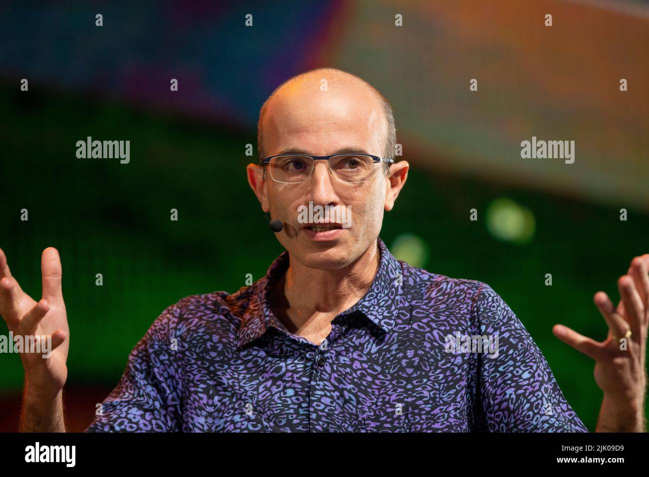 Israeli historian Yuval Noah Harari gives a talk at a conference called ...