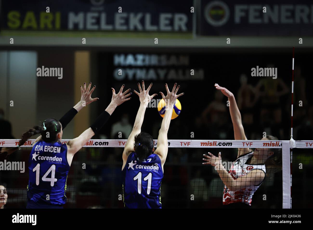 ISTANBUL, TURKEY - FEBRUARY 07, 2022: Eda Erdem Dundar and Naz Aydemir ...