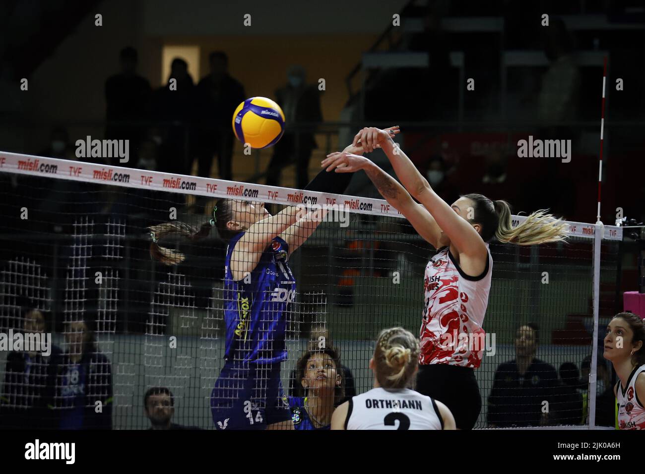 ISTANBUL, TURKEY - FEBRUARY 07, 2022: Asli Kalac in action during Turk ...