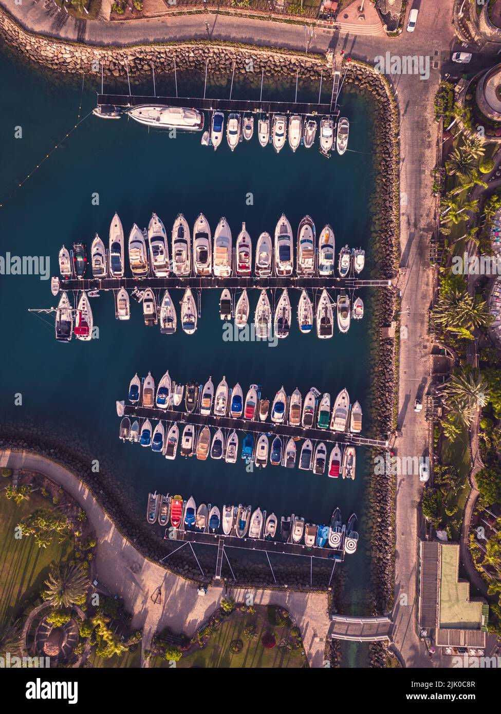 An aerial view of parked boats in harbor Stock Photo - Alamy
