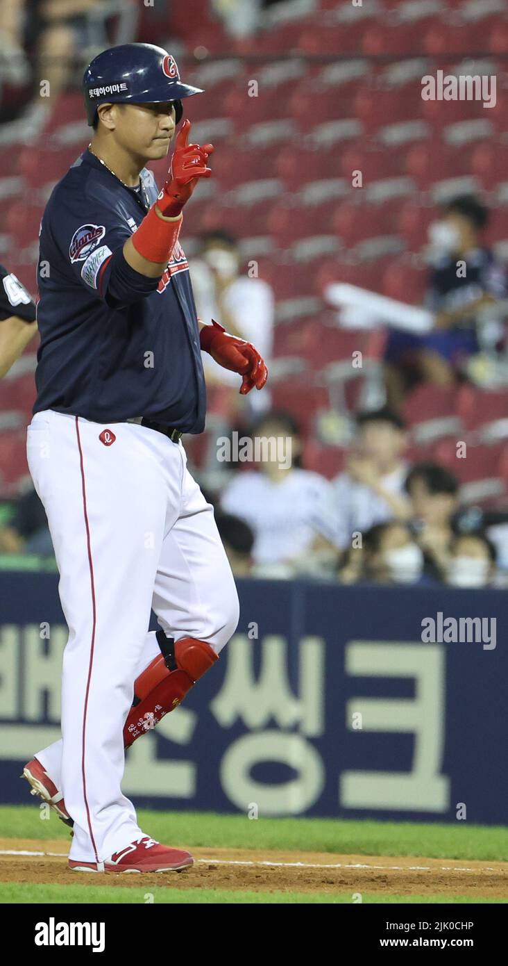 29th July, 2022. Baseball: Lotte Giants vs. Doosan Bears Lee Dae-ho of ...