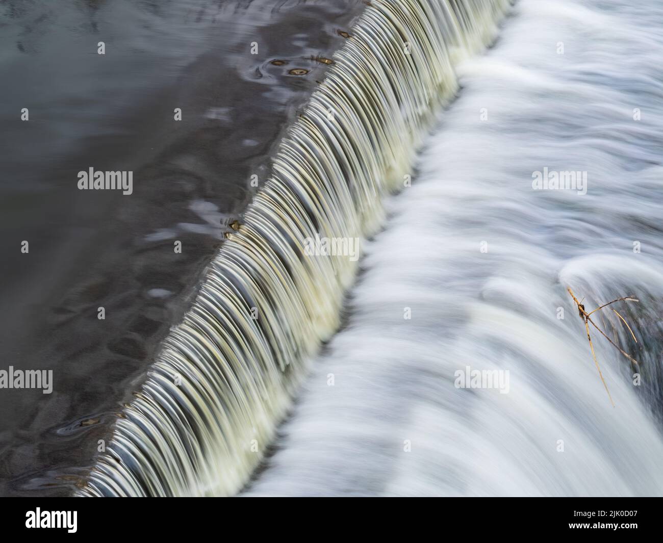 A small flat cascade in a calm river. Water background Stock Photo - Alamy
