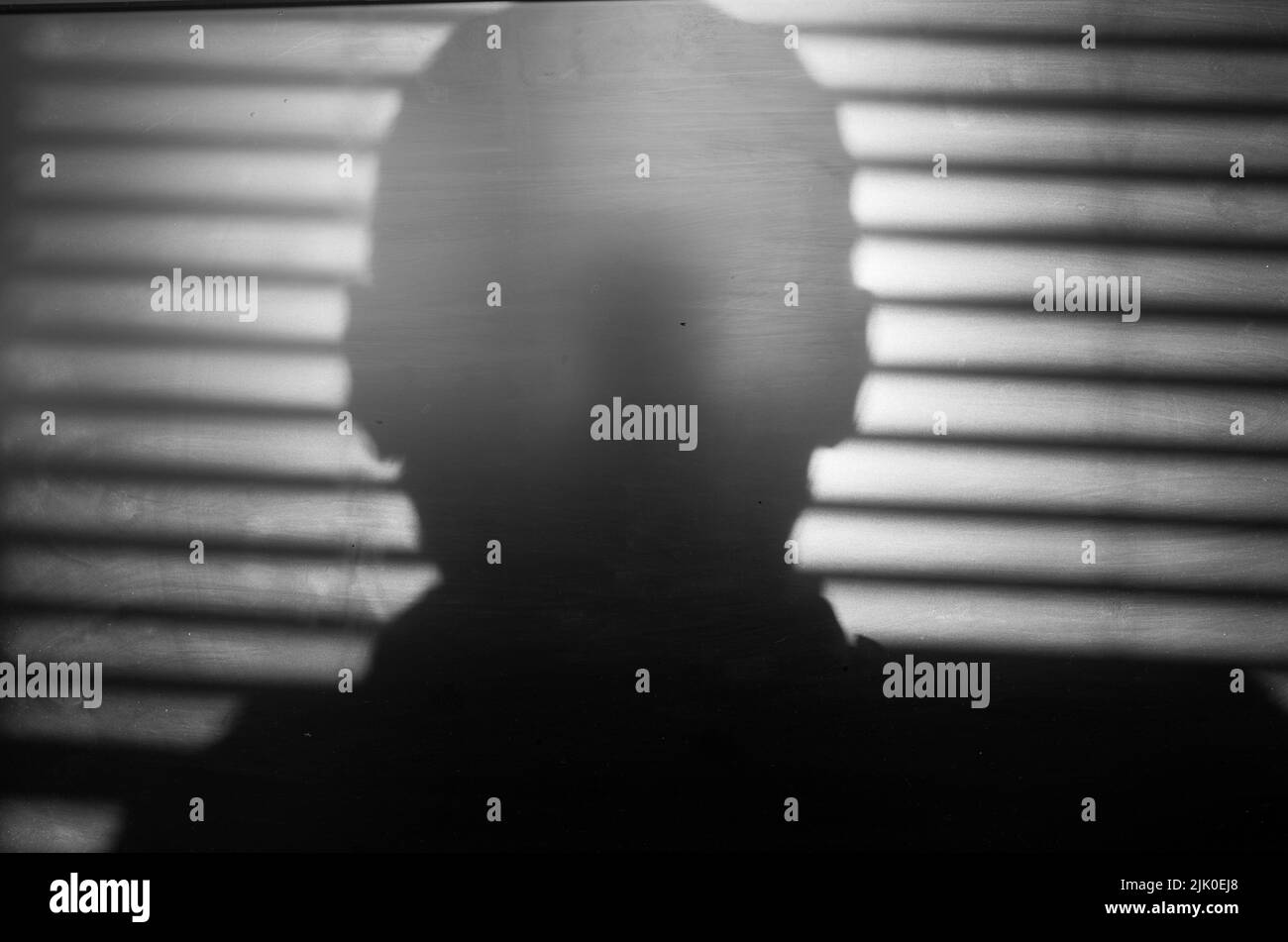 Shadow of a human head. Black stripes in the background Stock Photo - Alamy