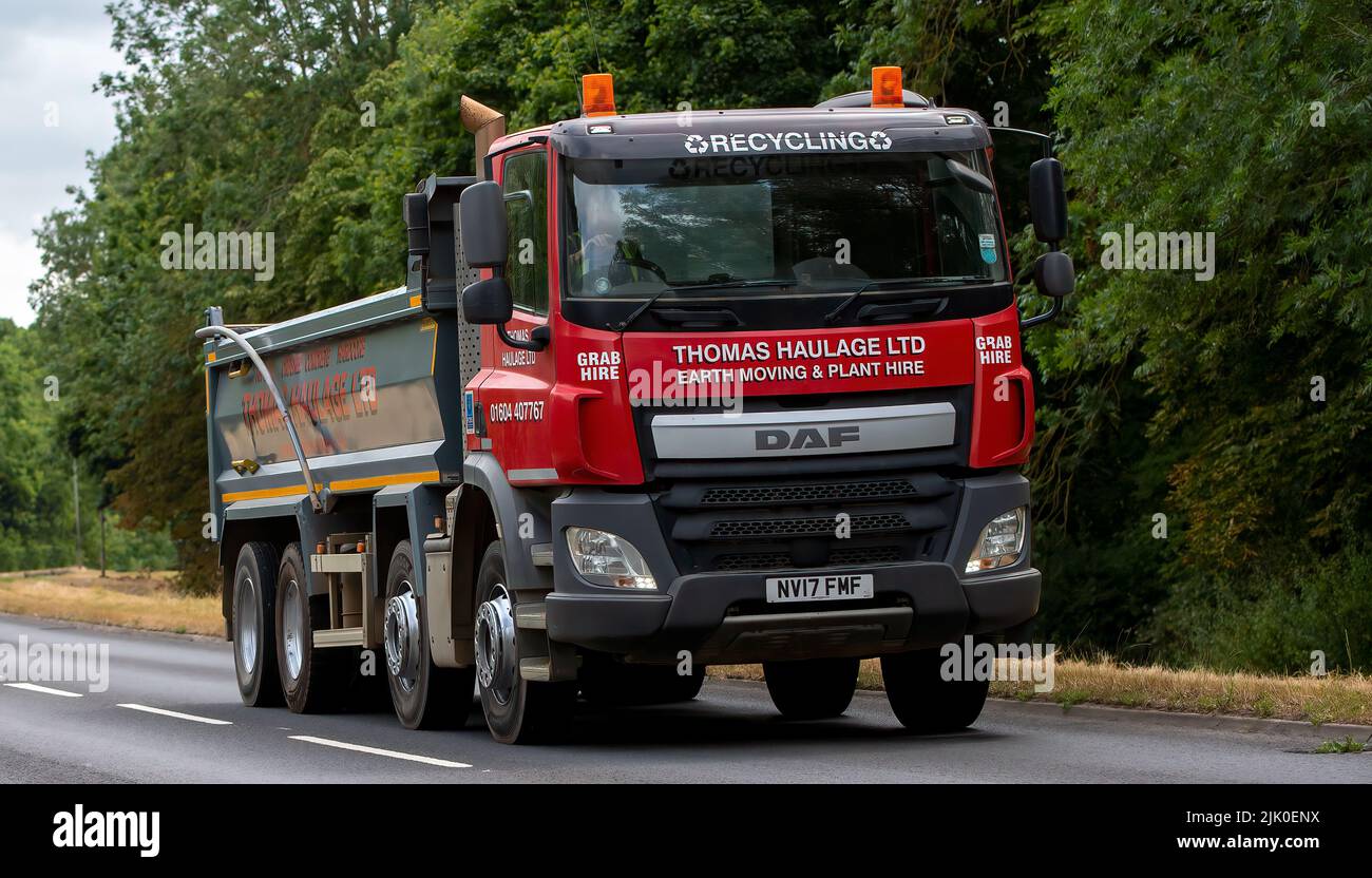 2017 red DAF truck in Thomas Haulage livery Stock Photo - Alamy