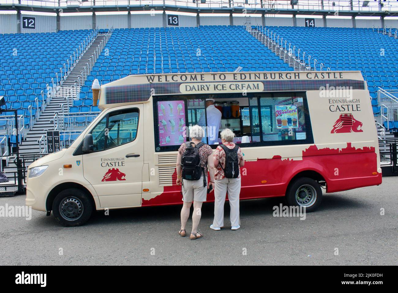 edinburgh castle ice cream van royal mile princess street scotland UK ...