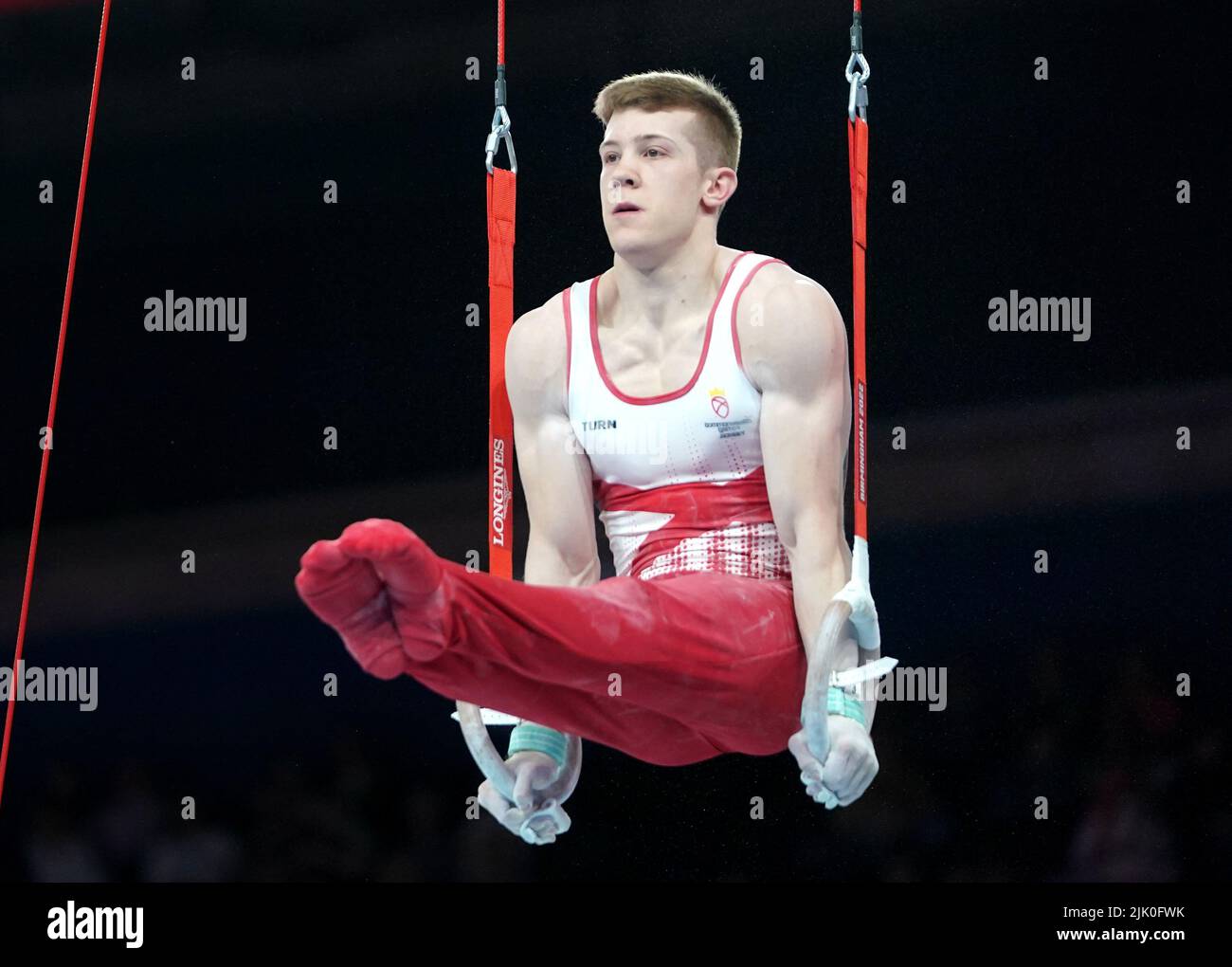 Jersey's Daniel Lee in action during the Rings rotation of the Men's ...