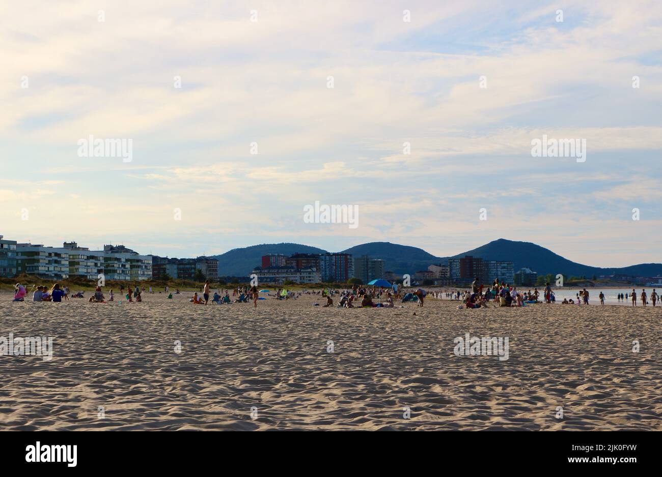View along the beach Laredo Cantabria Spain with late afternoon ...