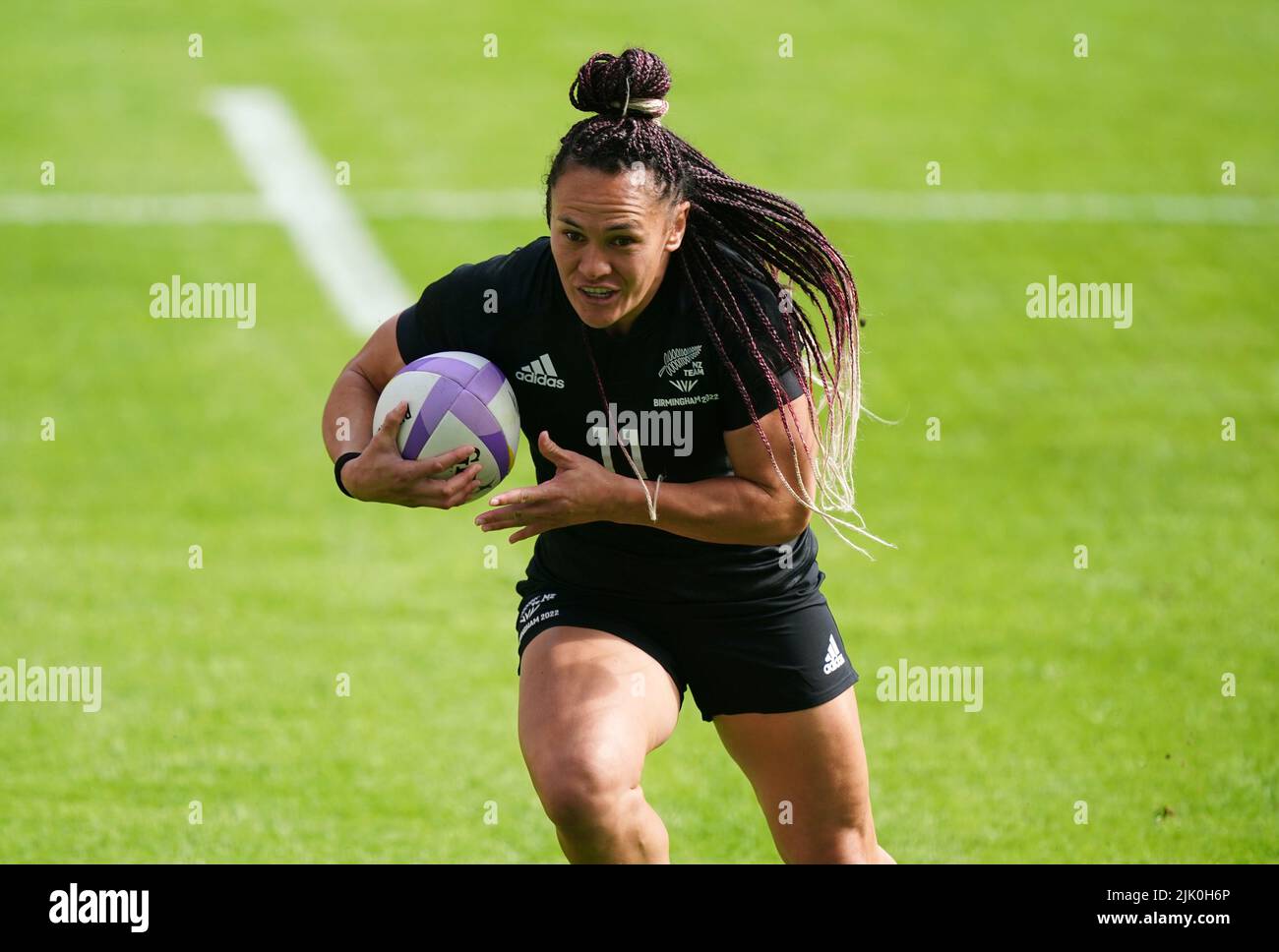 New Zealand's Portia Woodman breaks clear to score a try during the ...
