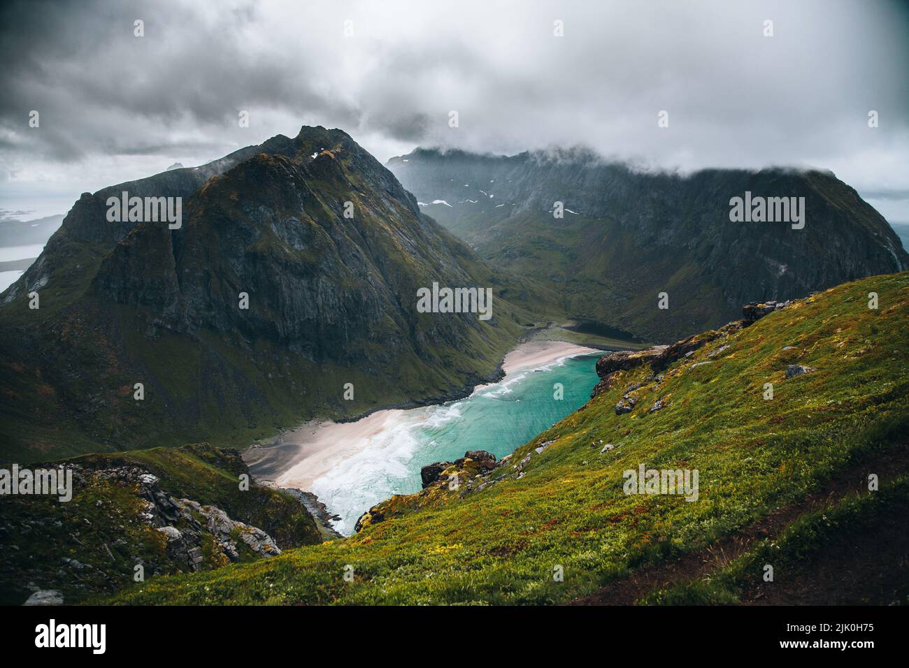 Views from Ryten in the Lofoten Islands in Norway Stock Photo - Alamy