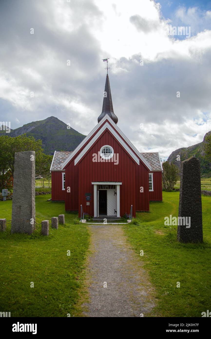 Flakstad Church in the Lofoten Islands in Norway Stock Photo - Alamy