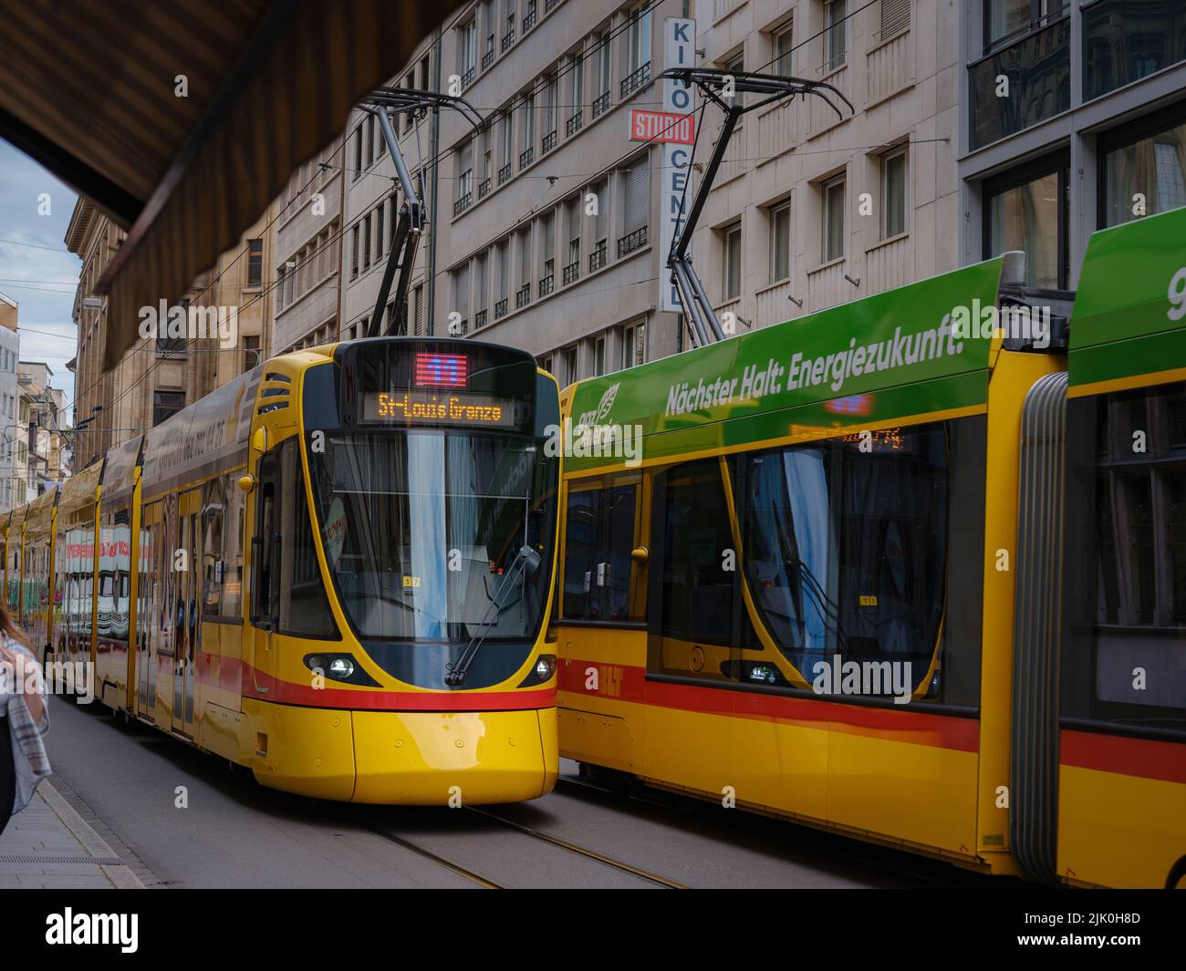 Basel, Switzerland - July 4 2022: public transport in the city. Green ...