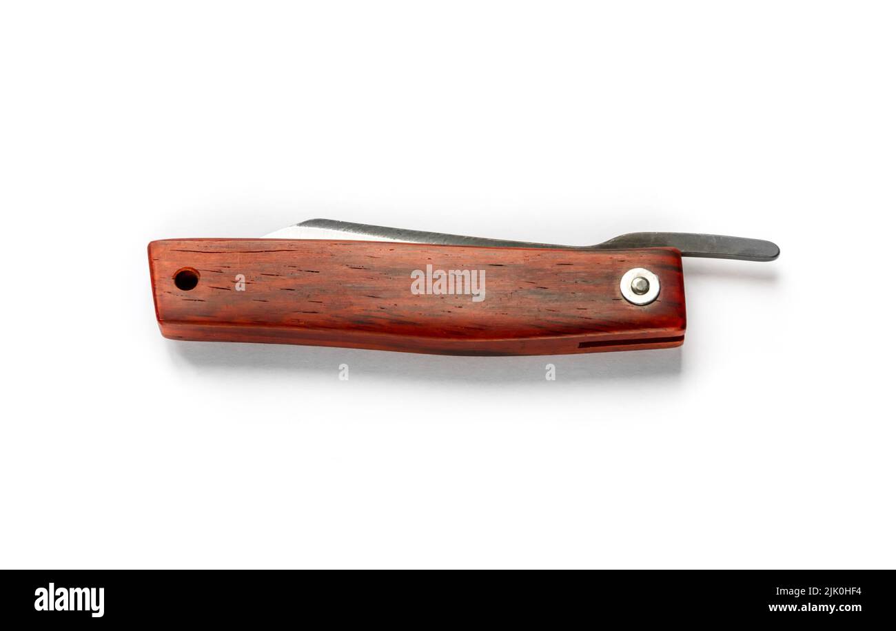 Traditional japanese higonokami pocket knife isolated on white ...