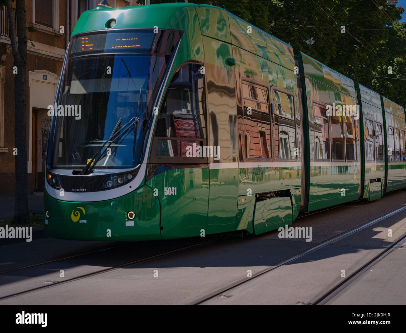 Basel, Switzerland - July 8 2022: public transport in the city. Green ...