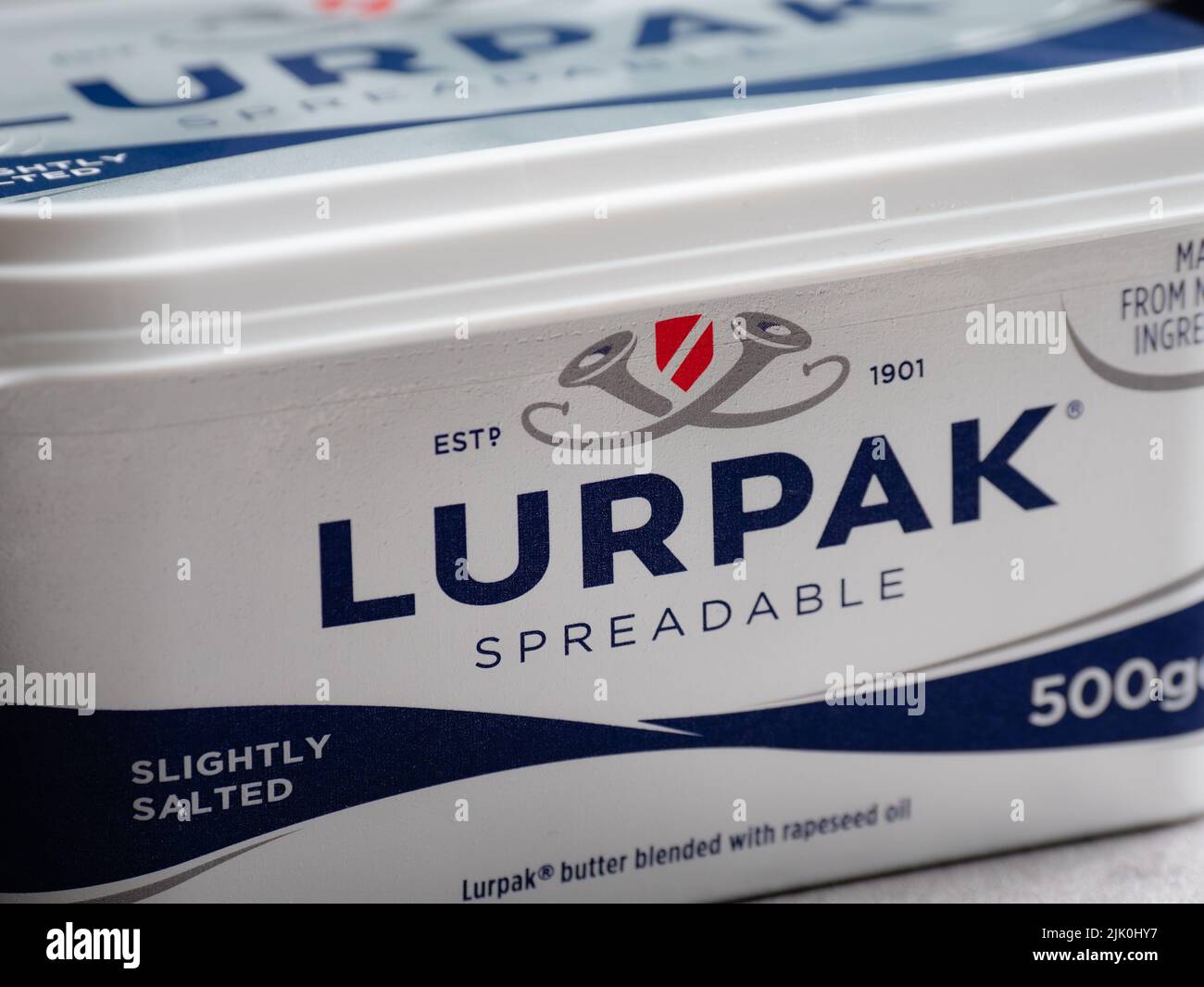 Lurpak branded pack of butter showing logo expensive prices Stock Photo ...