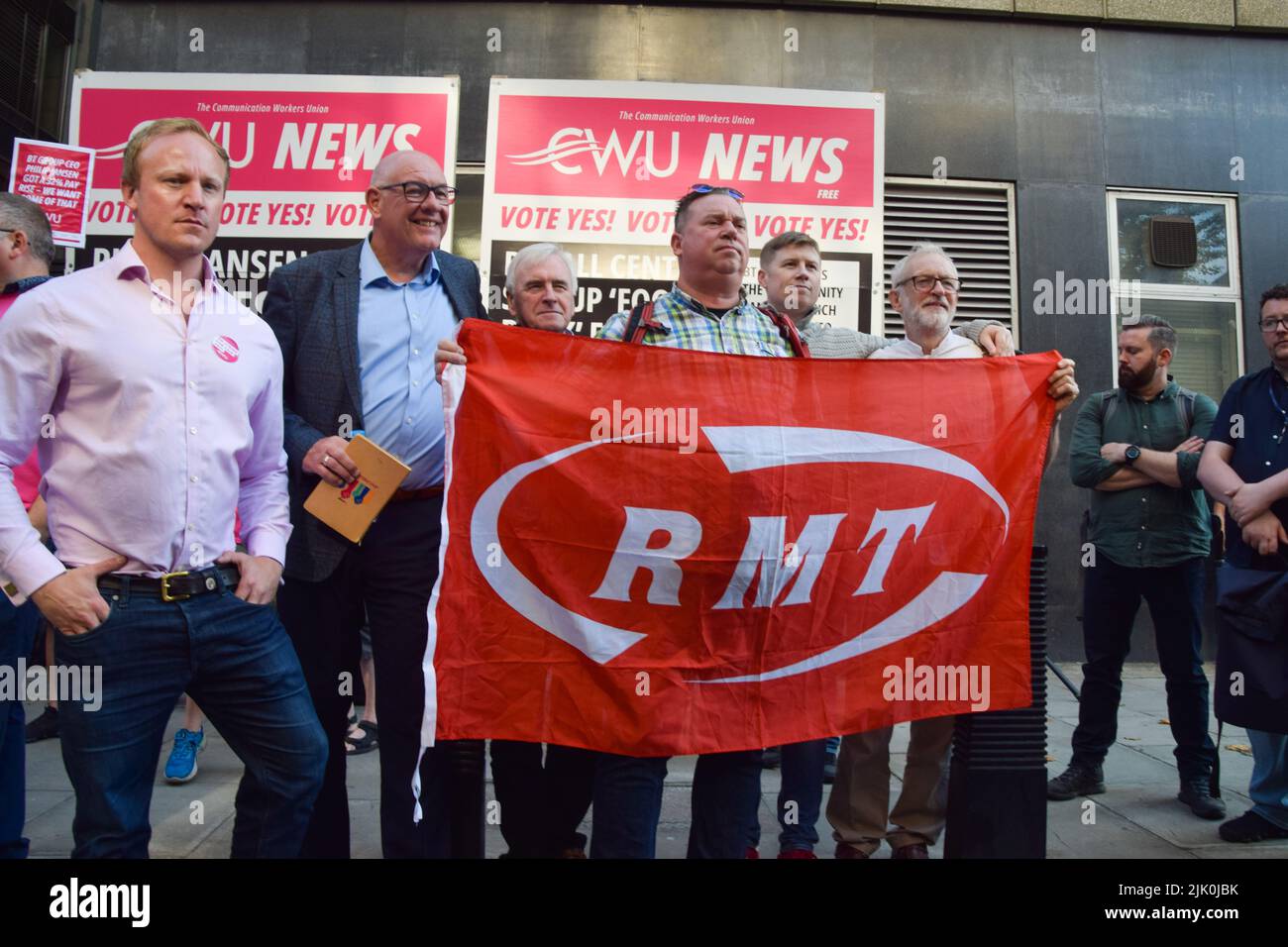 London, UK. 29th July, 2022. L-R: Sacked Labour MP Sam Tarry, CWU ...