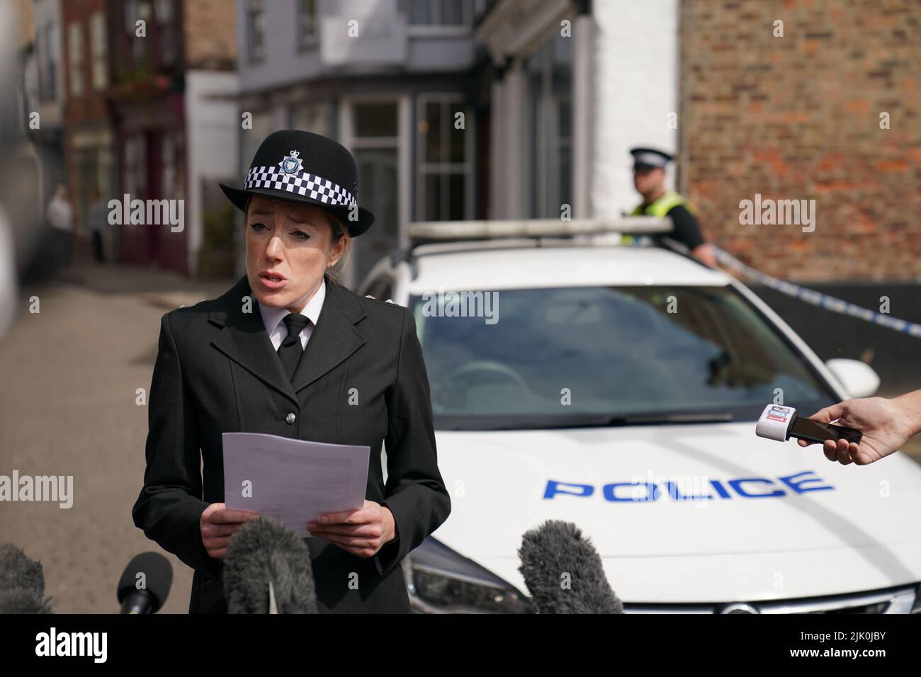Chief Superintendent Kate Anderson gives a statement at the scene in ...