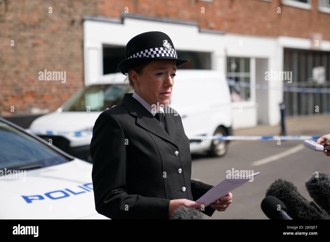 Chief Superintendent Kate Anderson gives a statement at the scene in ...
