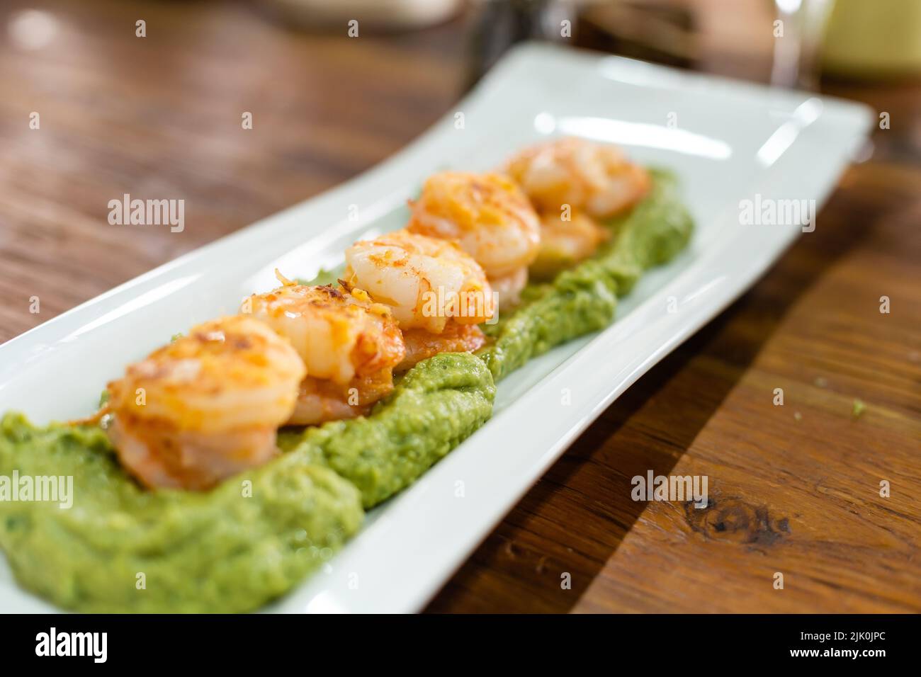 Prawns with garlic. Popular dish of Spanish cuisine. The ingredients ...
