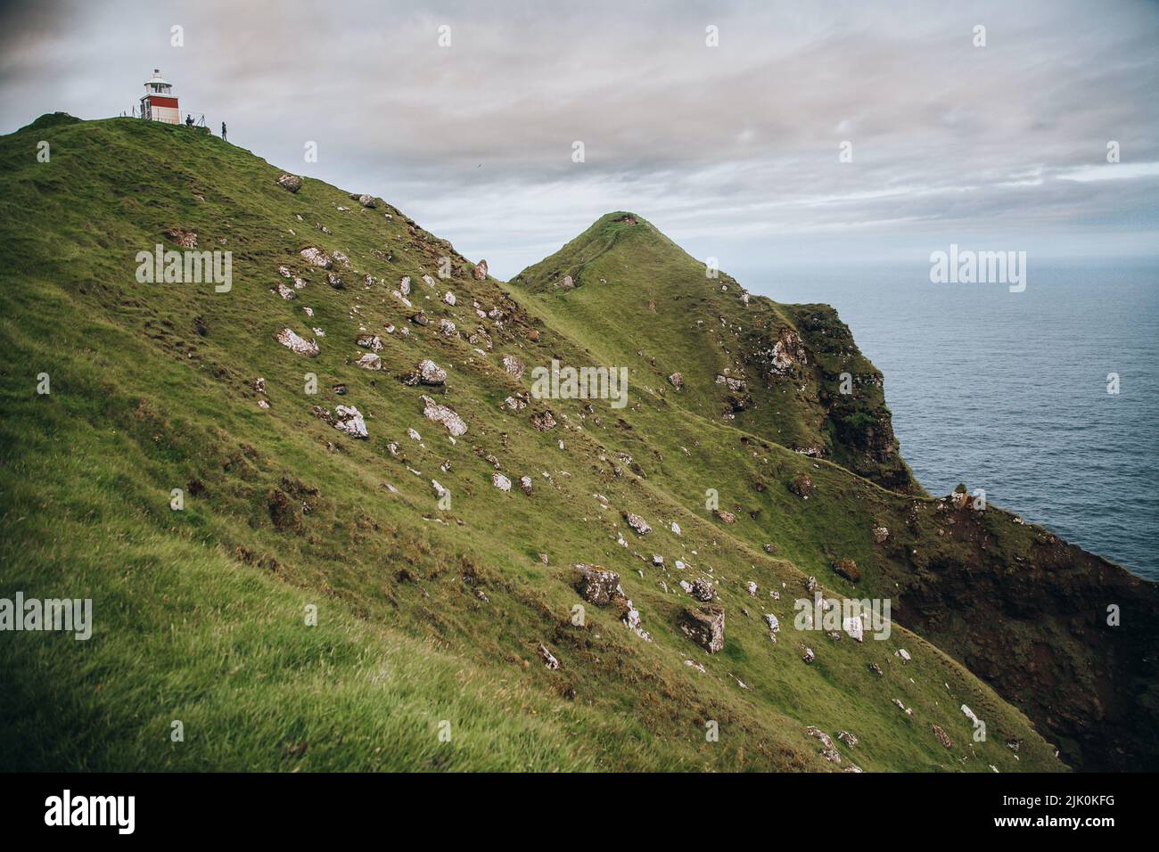 Kallur Lighthouse at Trøllanes on Kalsoy, Faroe Islands Stock Photo - Alamy