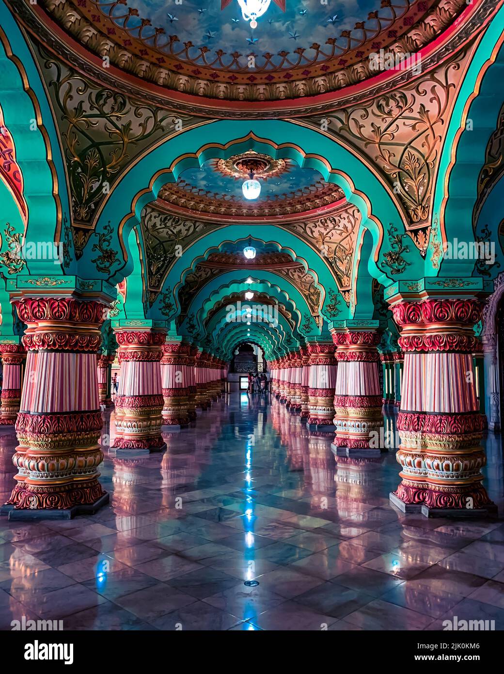 A vertical shot of Mysore Palace colorful Interiors Stock Photo - Alamy