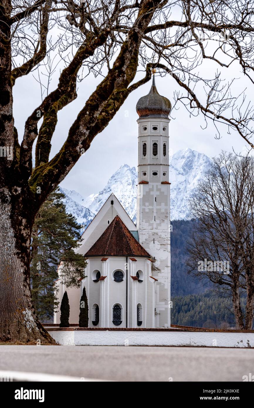 The St. Coloman pilgrimage church of in Schwangau, Germany. A baroque ...