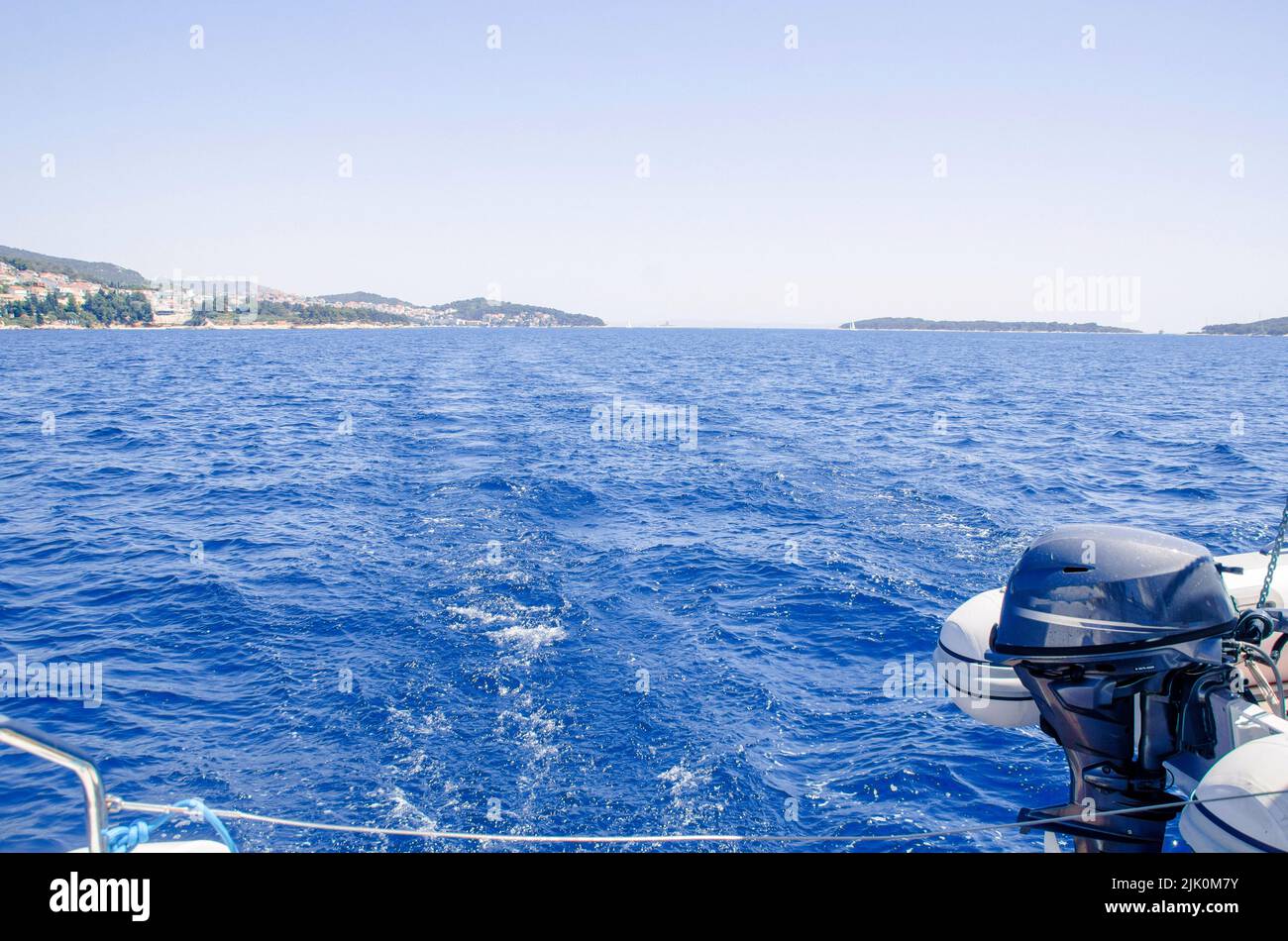 Speed boat with an outboard motor Photographed at the Adriatic coast ...