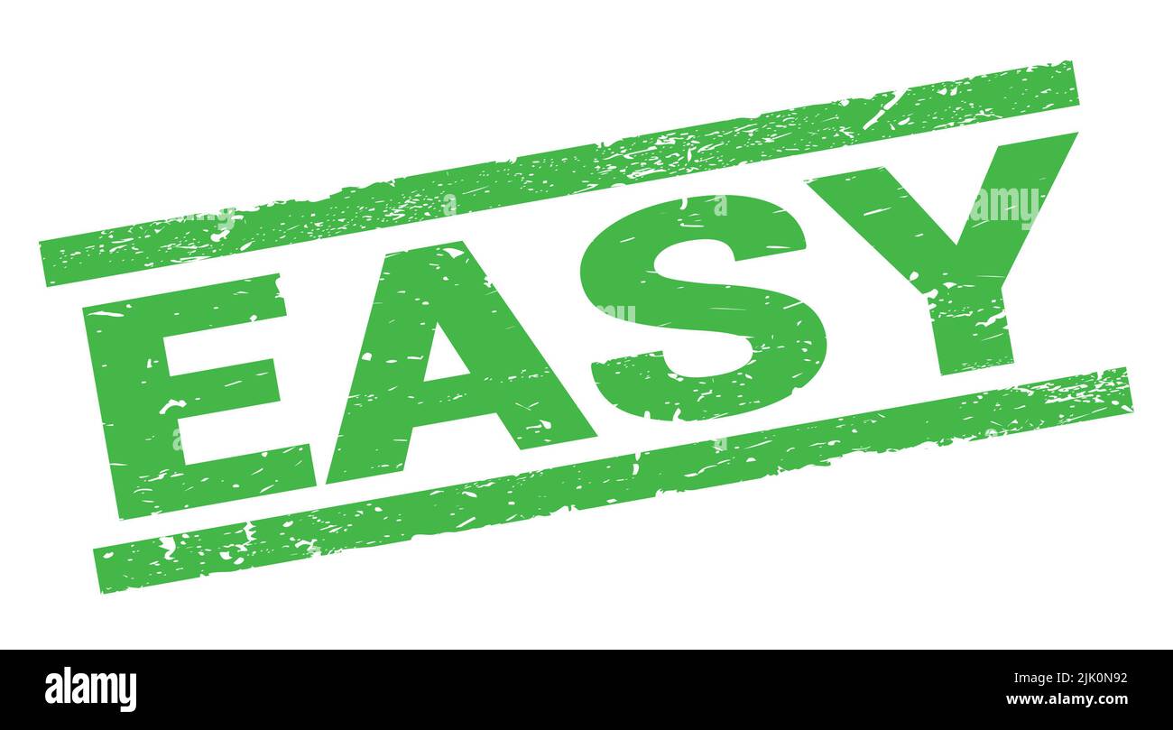 EASY text written on green rectangle stamp sign Stock Photo - Alamy