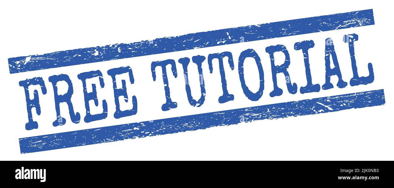 FREE TUTORIAL text written on blue grungy lines stamp sign Stock Photo ...