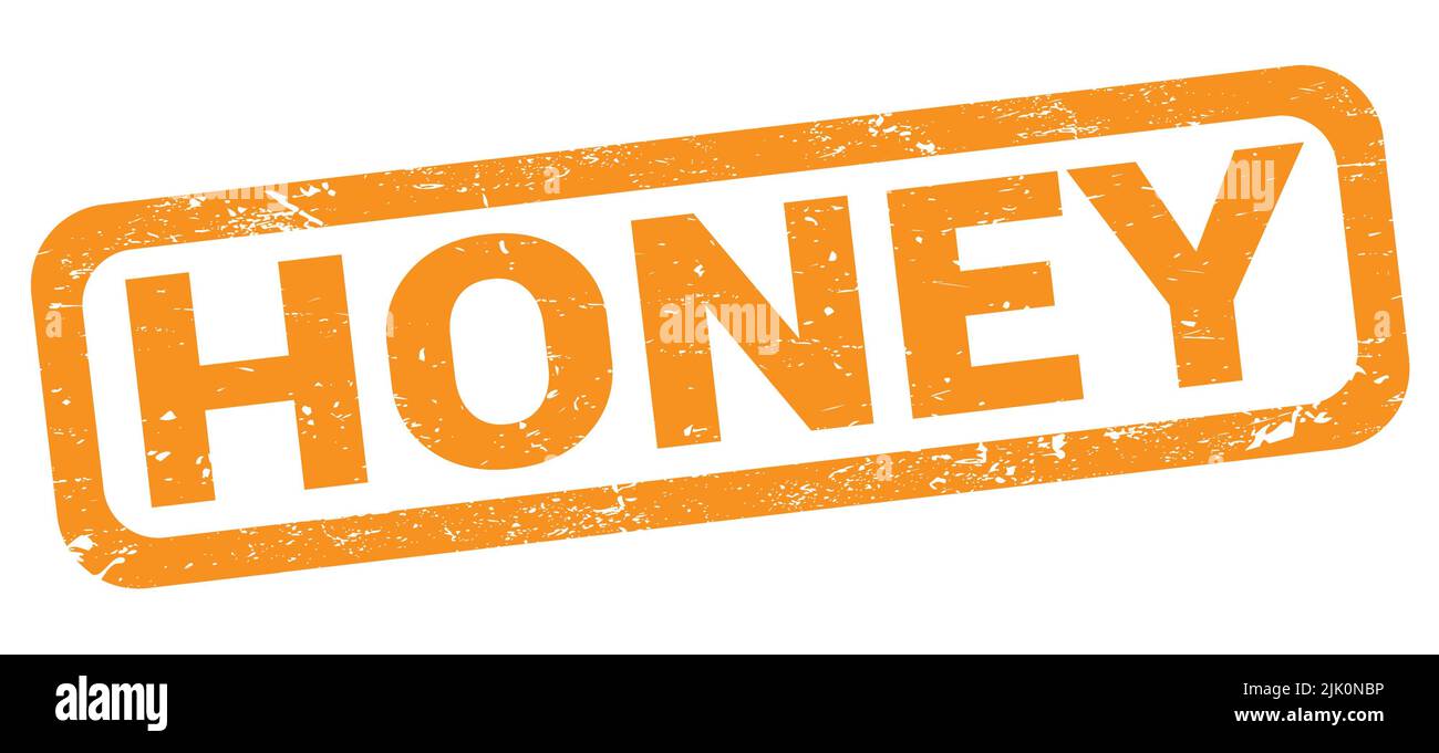 HONEY text written on orange rectangle stamp sign Stock Photo - Alamy
