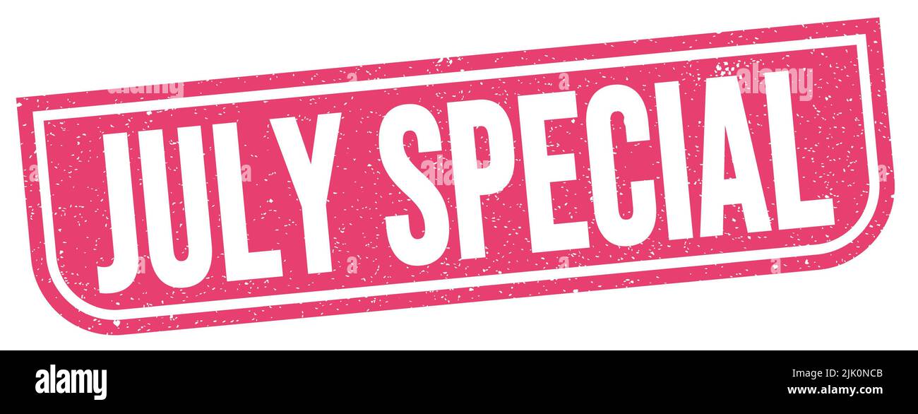 JULY SPECIAL text written on pink grungy stamp sign Stock Photo - Alamy