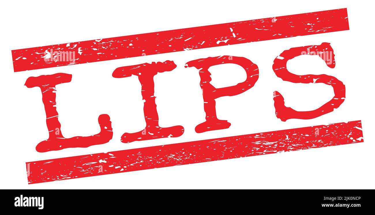 LIPS text written on red grungy lines stamp sign Stock Photo - Alamy