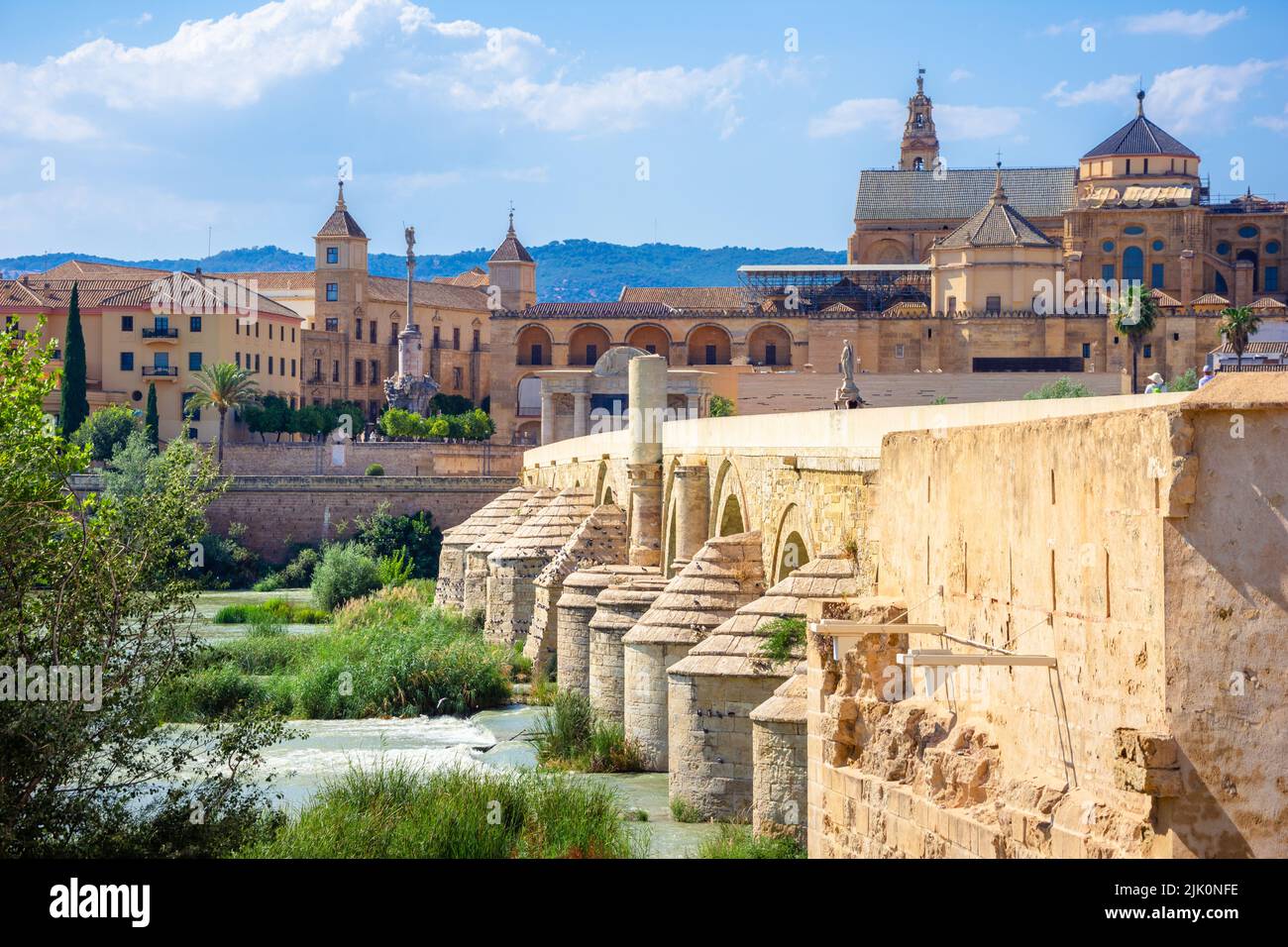 Cordoba, Spain. Roman Bridge on Guadalquivir river and The Great Mosque ...