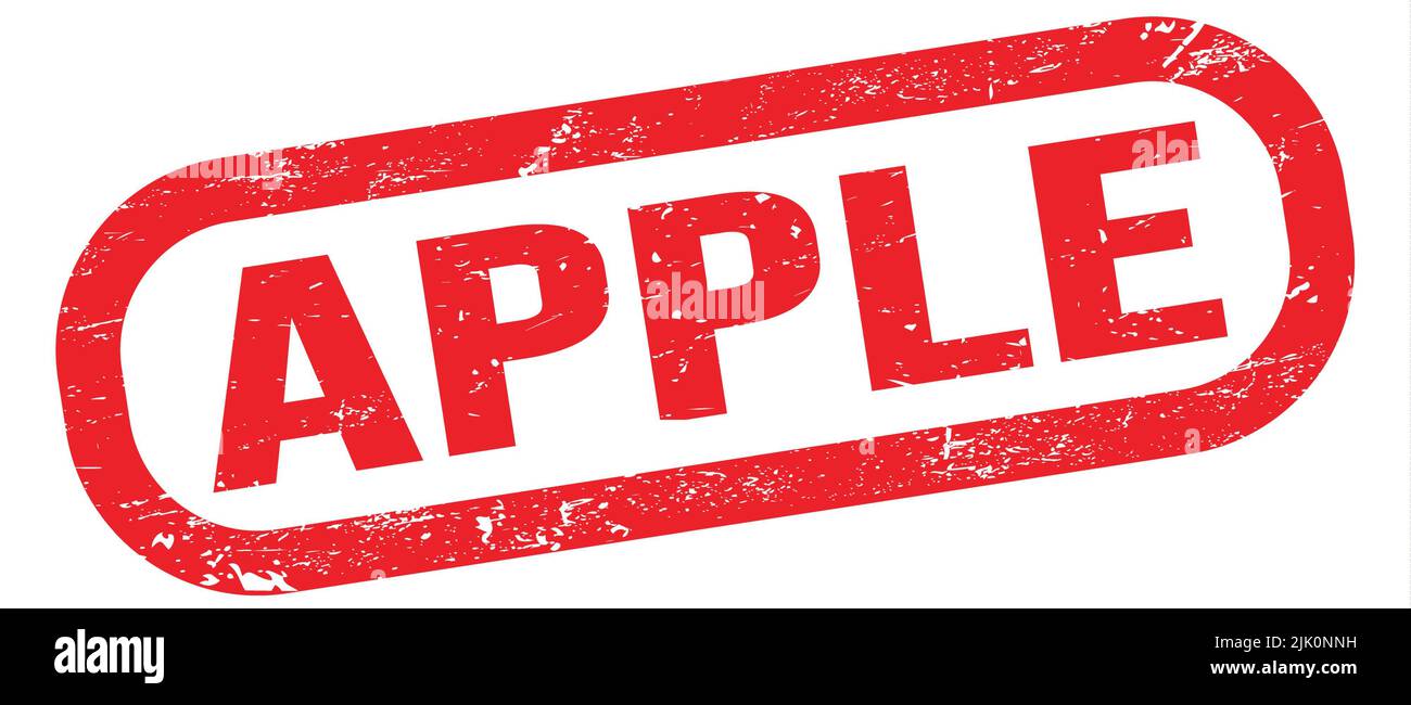 APPLE, text written on red rectangle stamp sign Stock Photo - Alamy