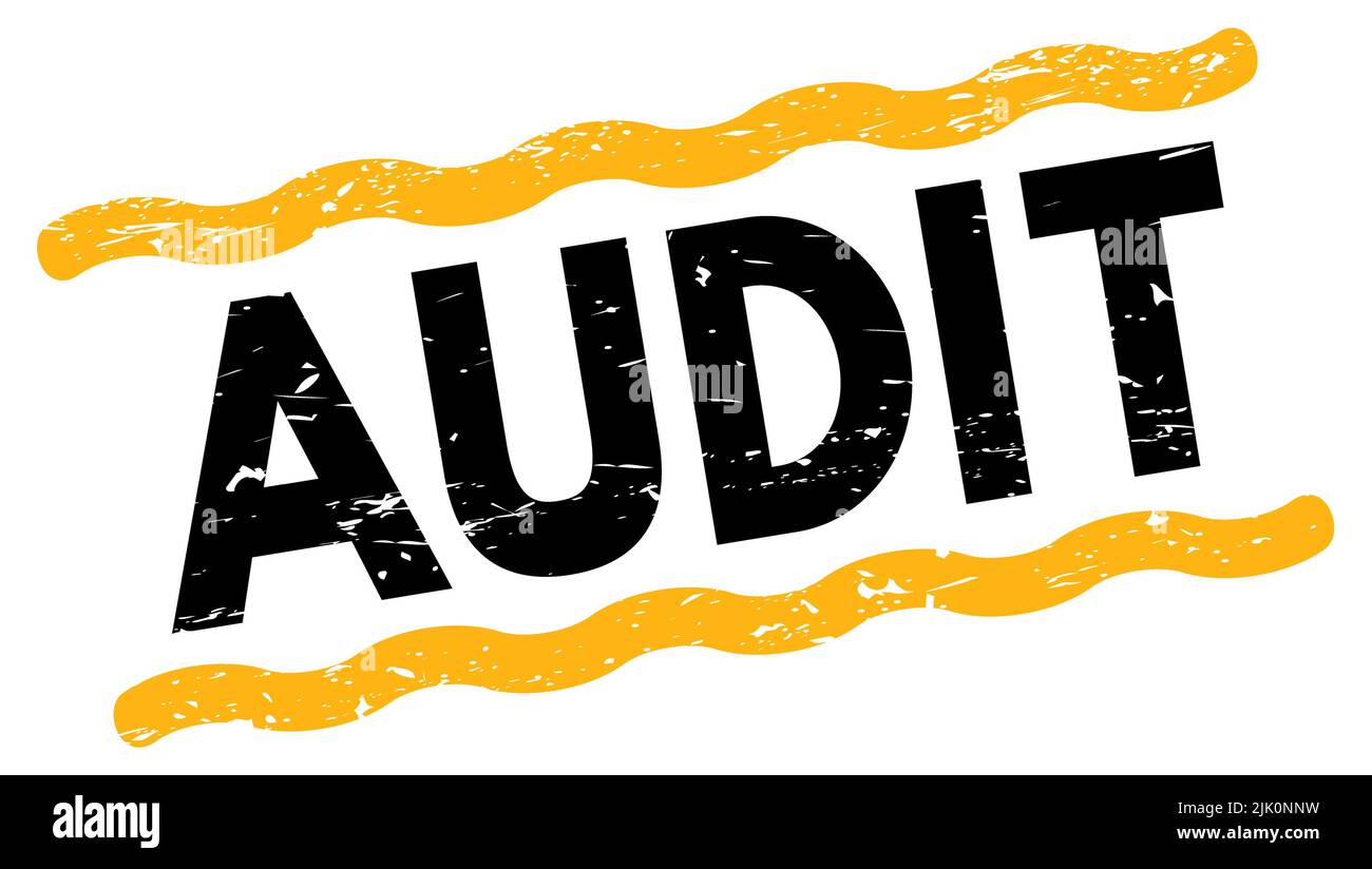 AUDIT text written on yellow-black lines stamp sign Stock Photo - Alamy
