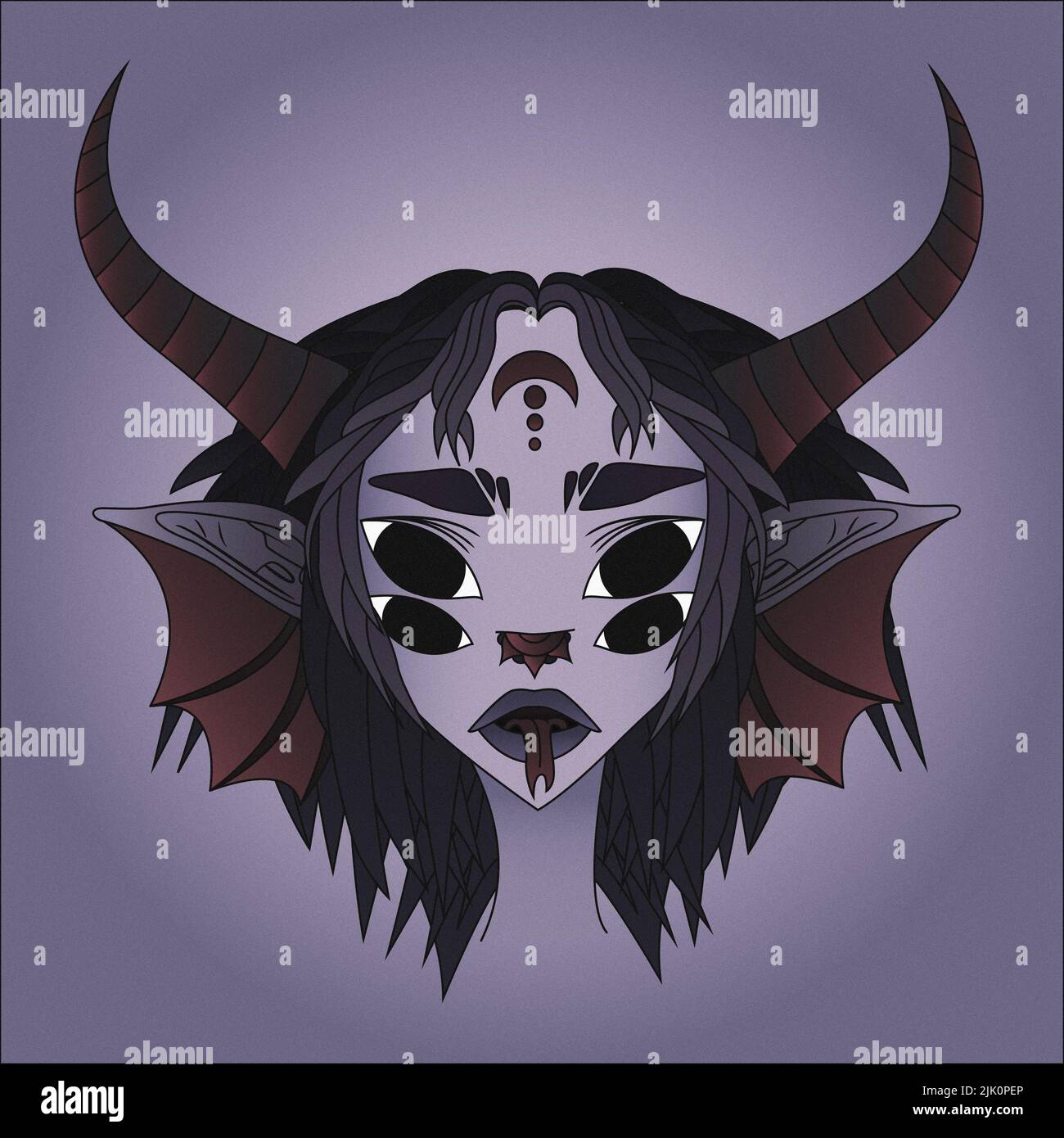 illustration of girls with horror colors and animal features Stock ...