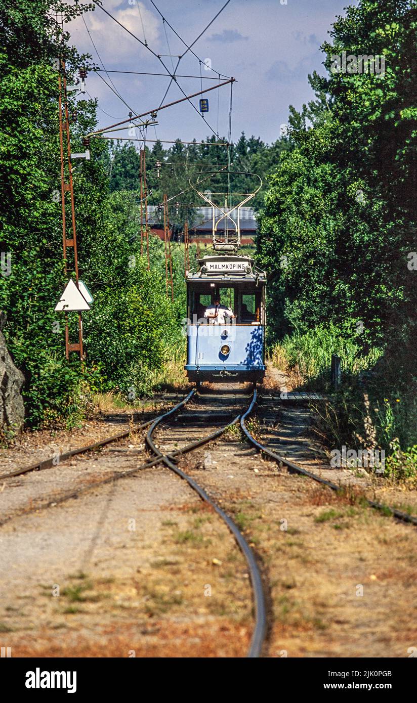 HISTORIC TRAMS in Malmköping Sweden. out on the track. Swedish Local ...