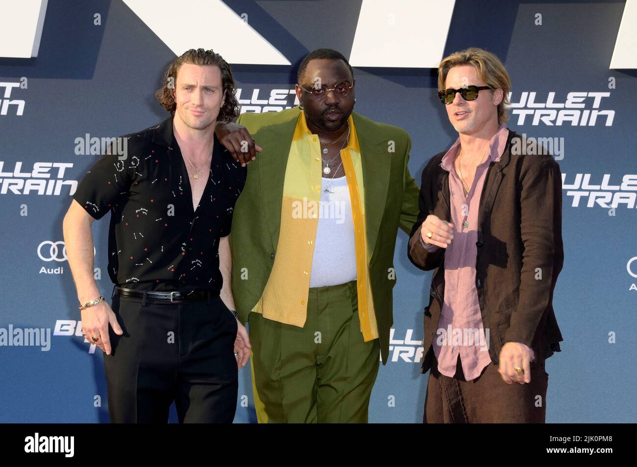 Aaron Taylor-Johnson, Brian Tyree Henry and Brad Pitt attend the ...