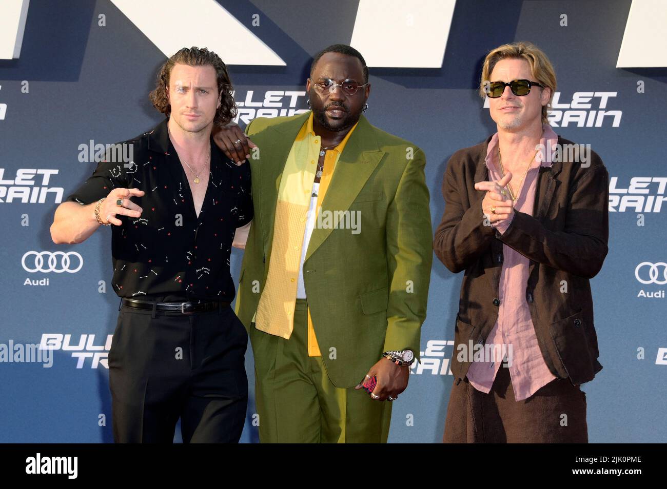 Aaron Taylor-Johnson, Brian Tyree Henry and Brad Pitt attend the ...